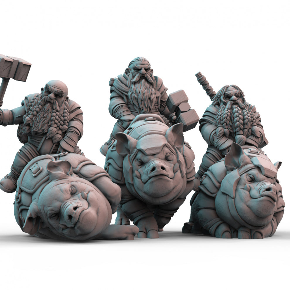 Dwarf Hog Riders: Ferocious Cavalry 3D Printed Tabletop Models – KitBashBox